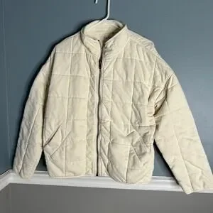 By Together | Jackets & Coats | By Together Cream Quilted Bomber Jacket ...